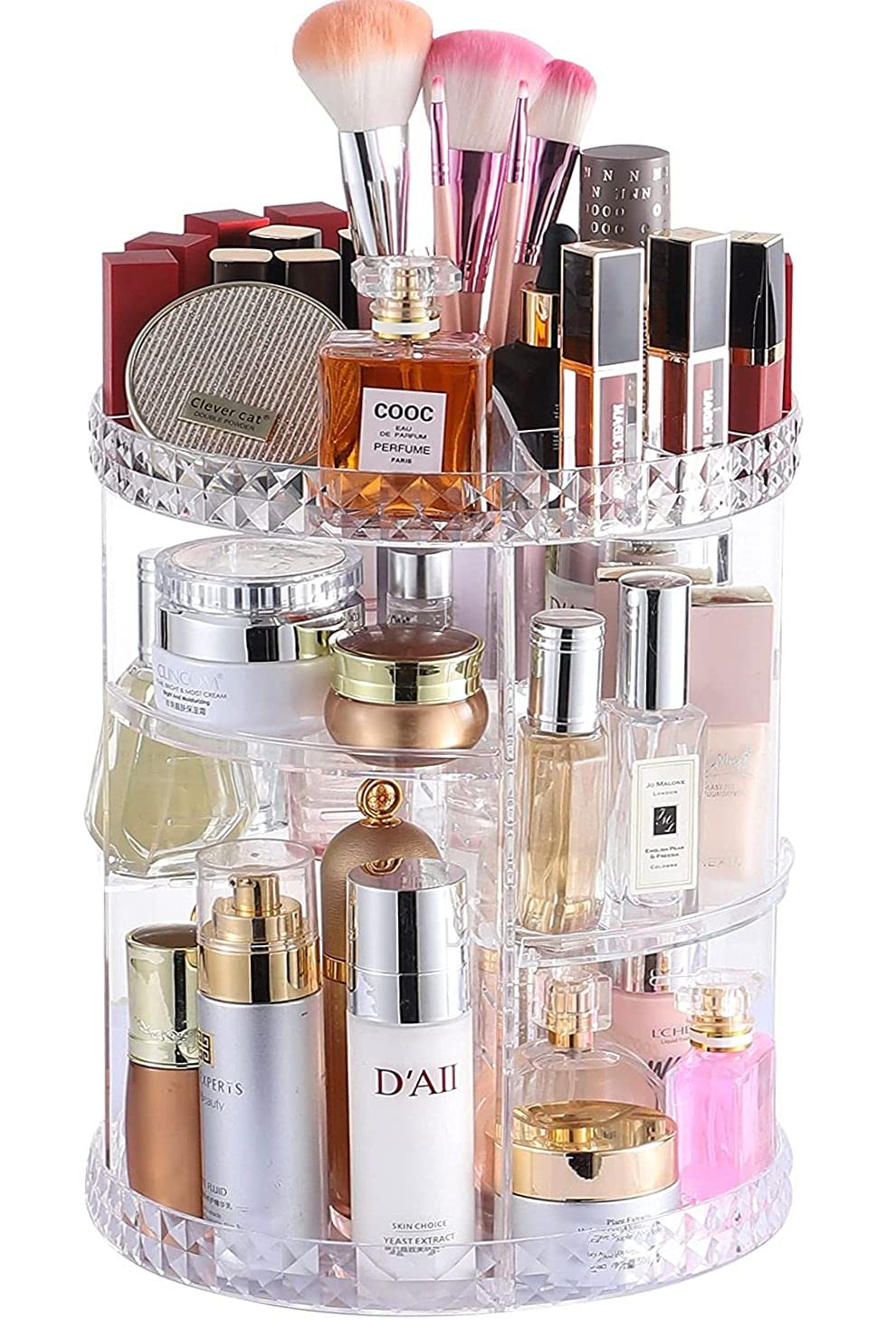 Cq acrylic Rotating Makeup Organizer,Adjustable Spinning Skincare ...
