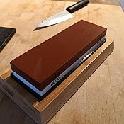 SHAN ZU Pierre à Aiguiser 2 en 1 Aiguiseur Couteaux Pierre à Aiguiser Base en Bambou ...