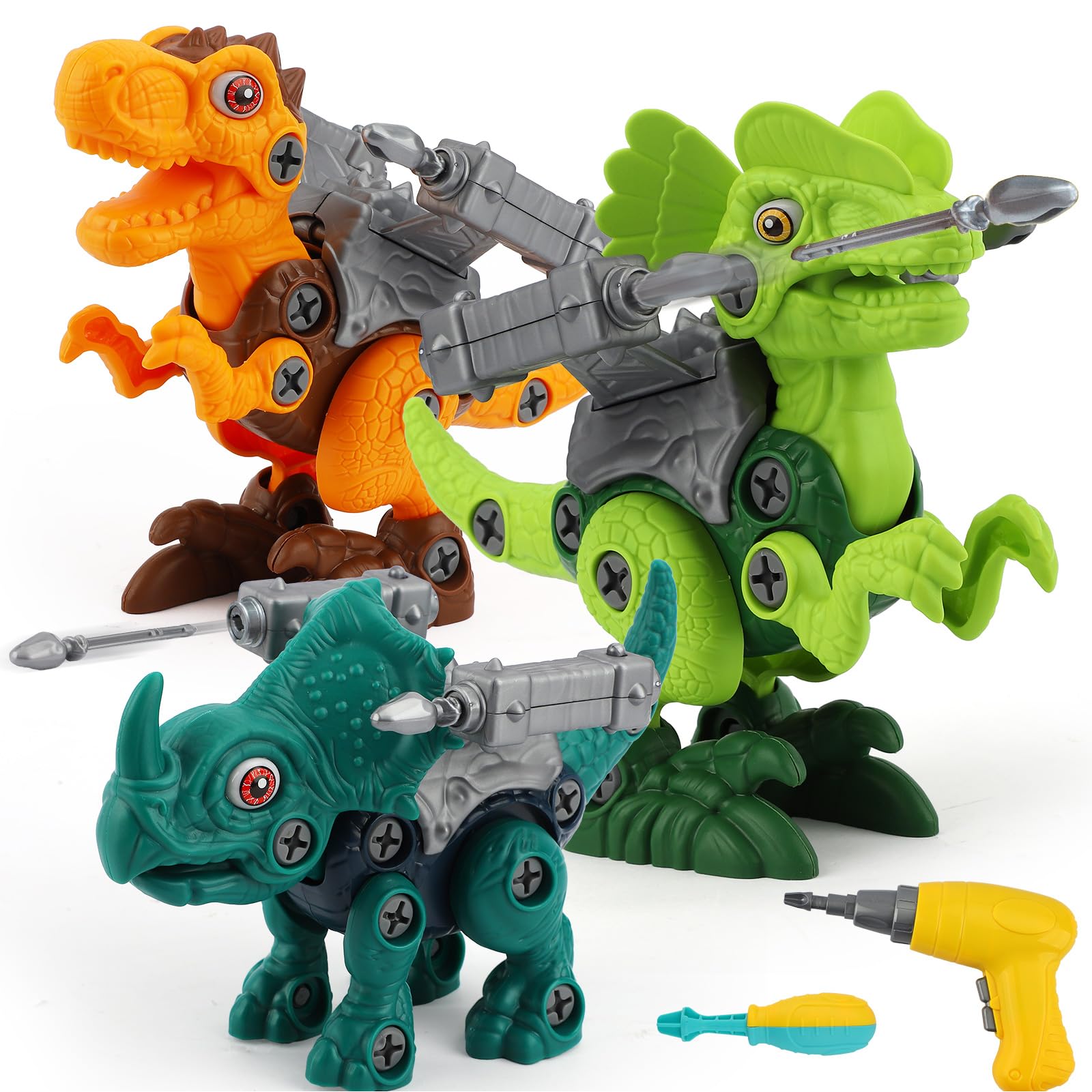 TOY Life 3-Pack Take Apart Dinosaur Toys for Kids 3 5 7 Kid Dinosaur ...