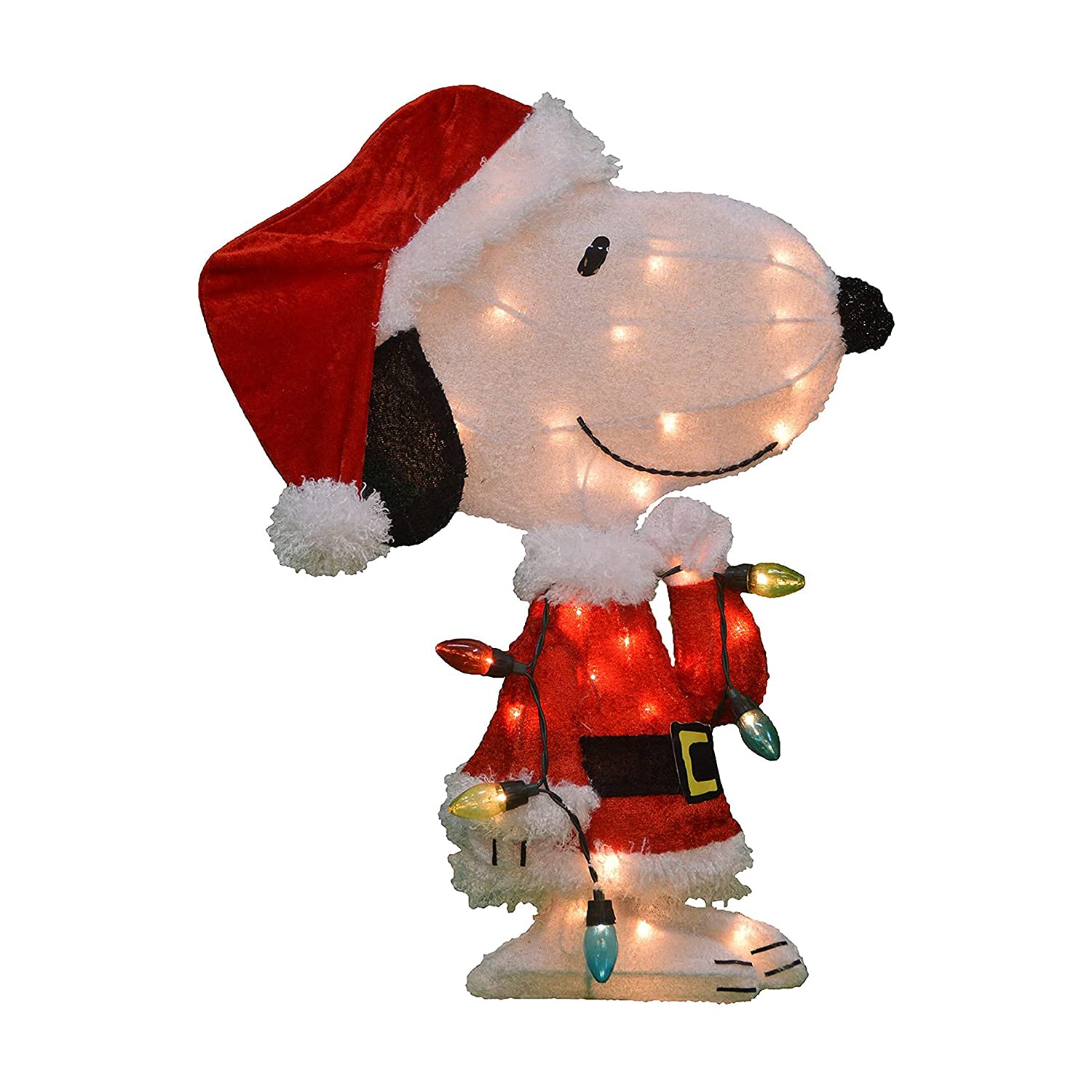 ProductWorks Peanuts Pre Lit 24 Inch Snoopy Santa Claus 3D Outdoor ...