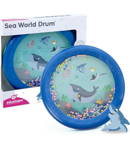Percussion Toy For Babies 10 Inch Ocean Drum Wooden Handheld Sea Wave ...