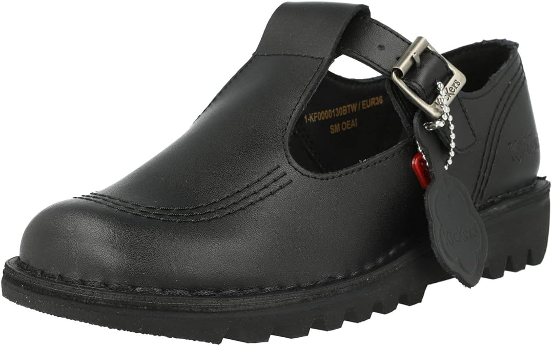 Kickers Women's Kick T-Bar Aztec Shoes - Black/Black: Amazon.co.uk ...