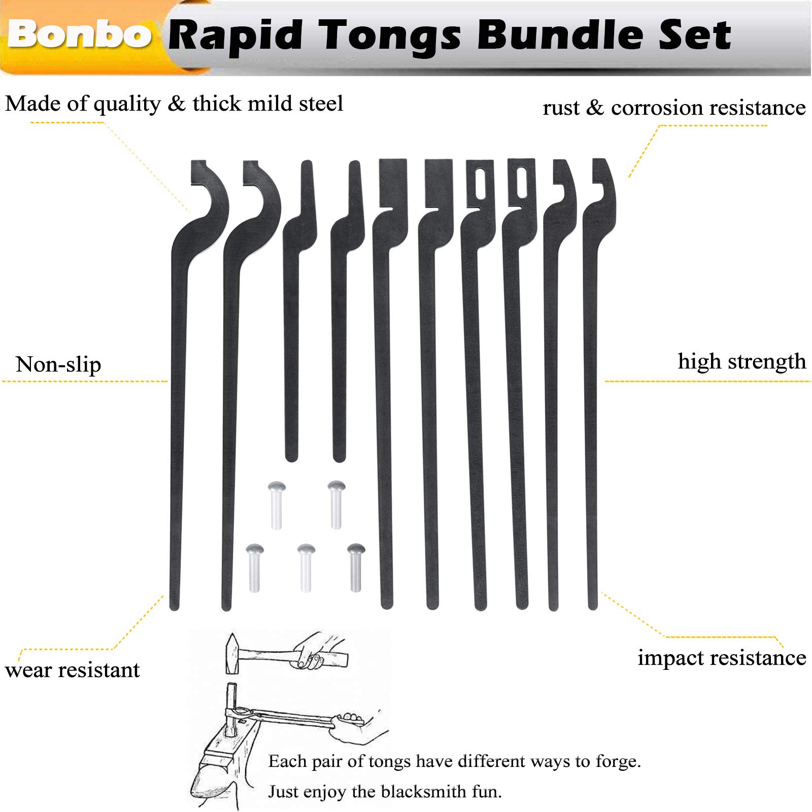 DIY Rapid Tongs Bundle Set - 5 Types Of Tong Bundles Set With Rivet For ...