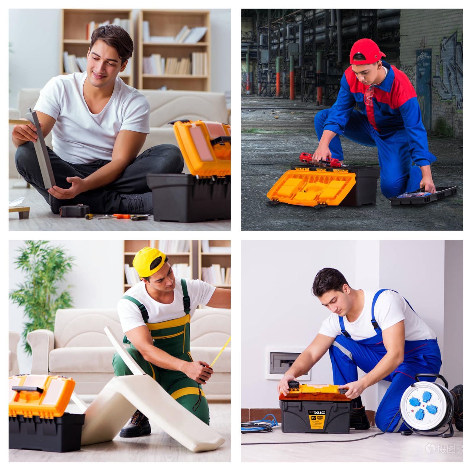 Mua AIRAJ PRO Portable Plastic Tool Boxes Set,12-inch Small Tool Box with Removable Tray & 15 ...