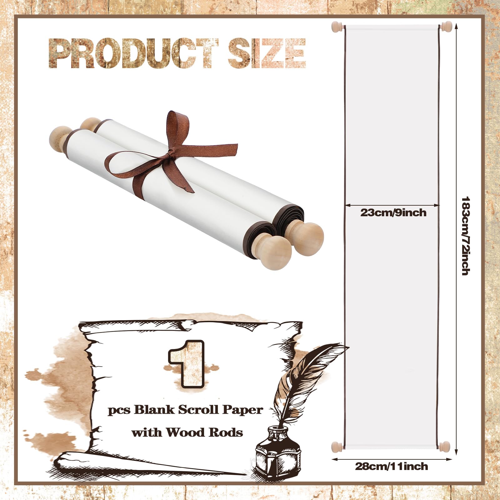 Mua Epakh 1 Pack Blank Paper Scrolls Wrapped on Wood Rod for Writing ...