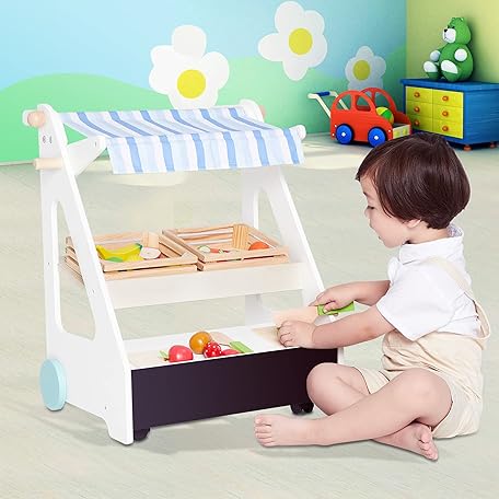 Mua labebe Wooden Fruit Stand and Grocery Store, Kids Pretend Play Set ...