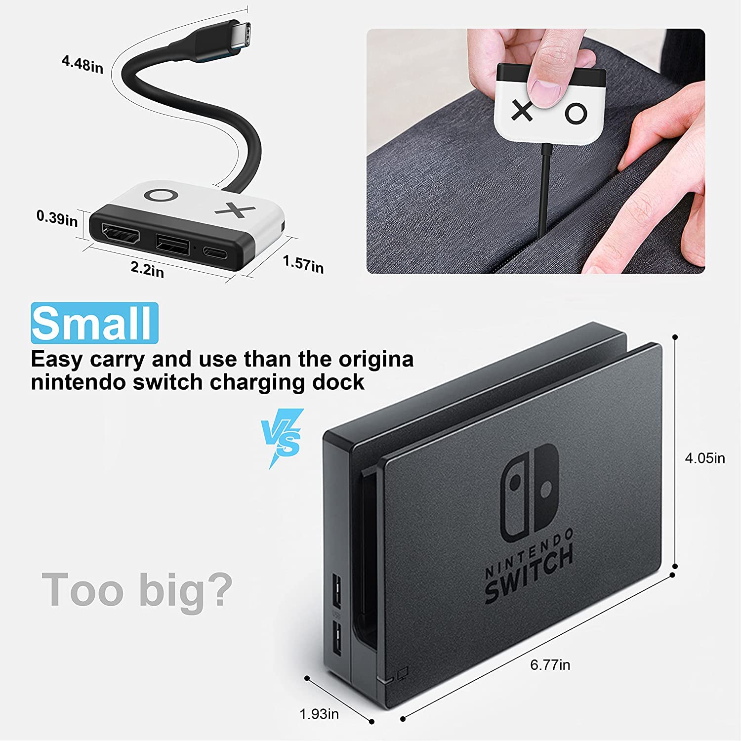 Mua Switch Dock für Nintendo Switch/OLED, 3 in 1 Switch Portable Dock ...