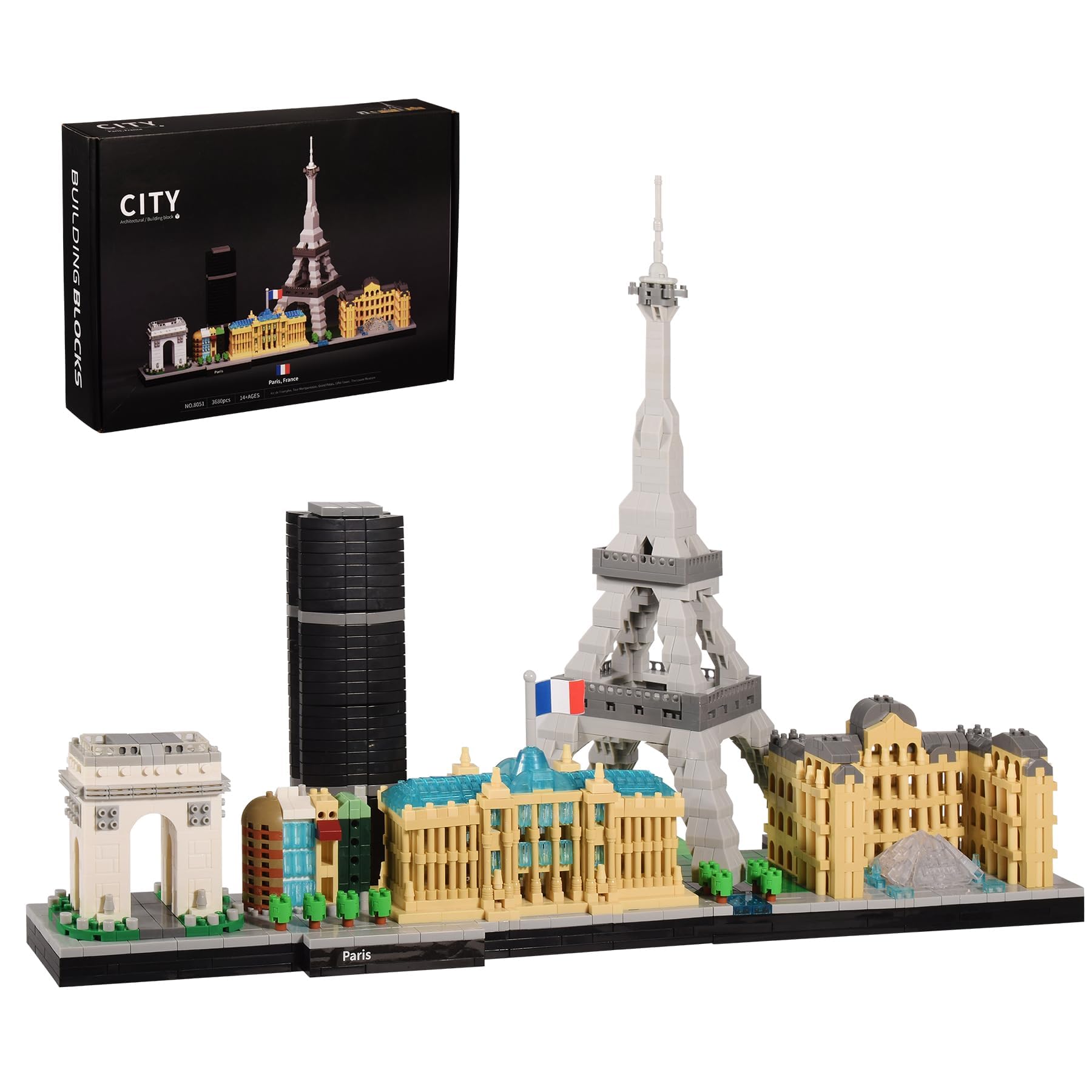Kurimiaro Paris Skyline Architecture Micro Building Blocks Set with Eiffel Tower and The Louvre ...