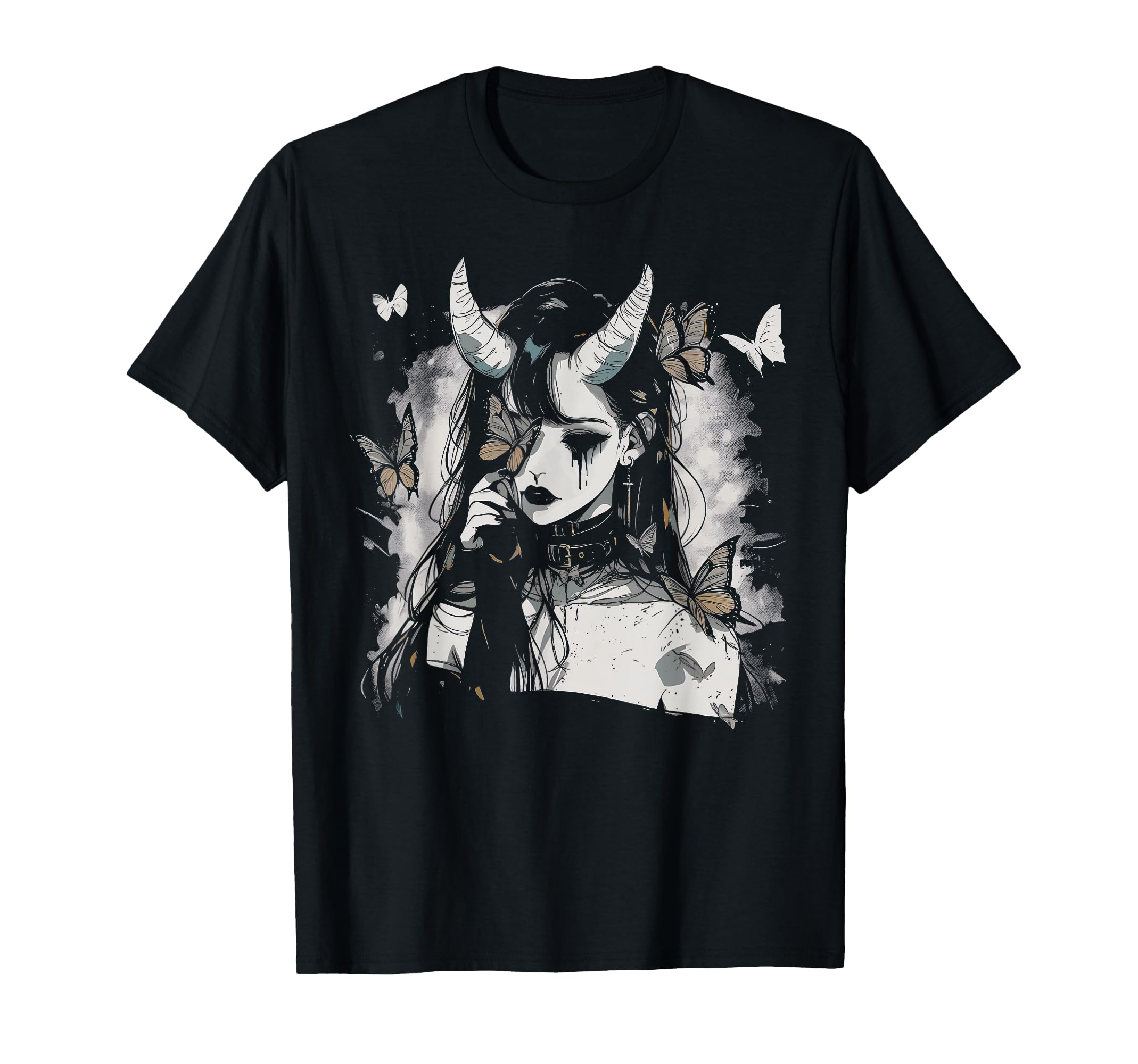 Butterfly Girl Sad Goth Anime Alt Alternative Art Aesthetic T-Shirt ...