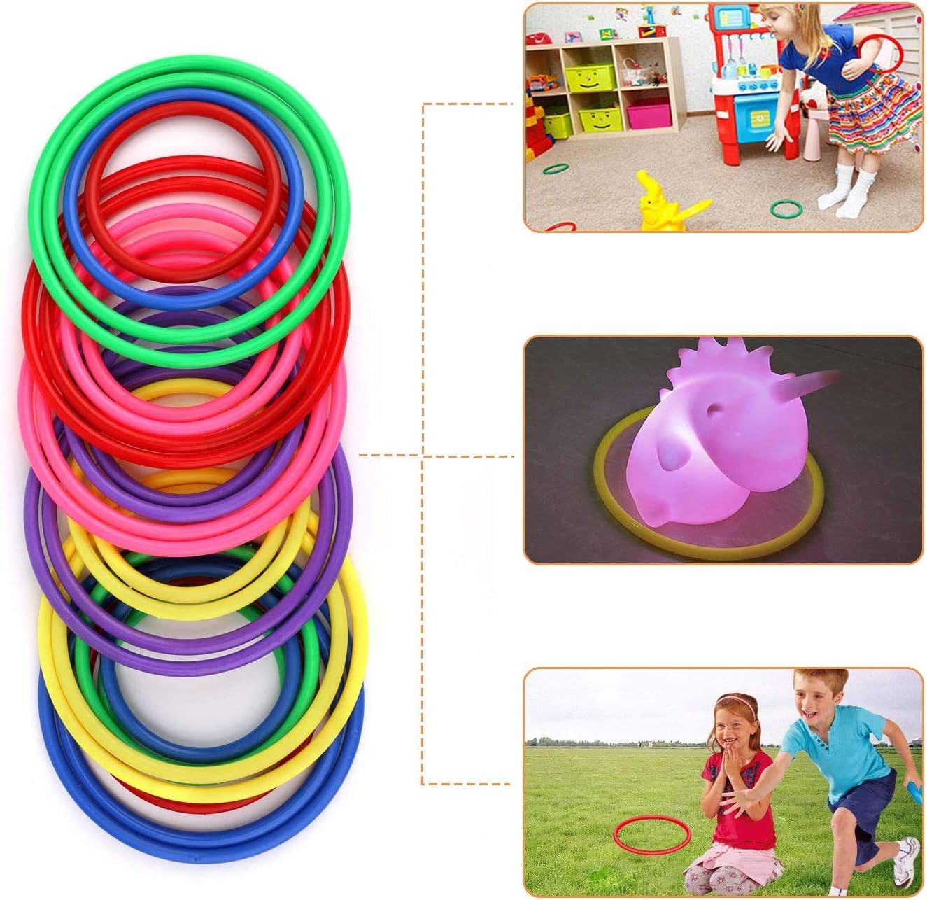 OOTSR 24pcs Plastic Toss Rings Set for Ring Toss Game, Indoor Outdoor ...