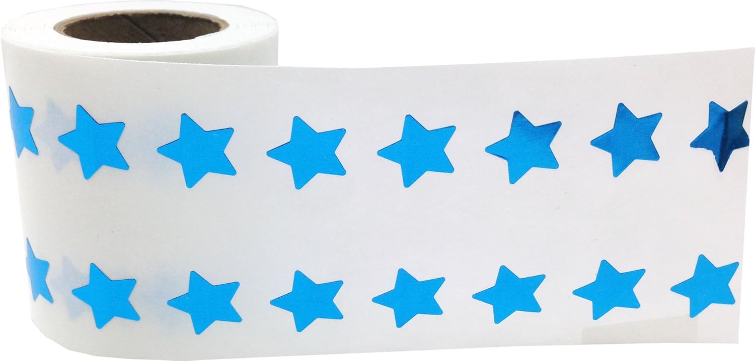 Metallic Blue Star Stickers, 13 mm 1/2 Inch Shiny Labels 1000 Pack ...