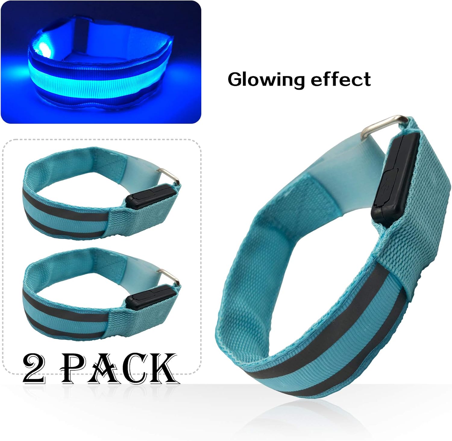 Amazon.com : 2 Pack LED Armband for Running Cycling Exercising Glow ...
