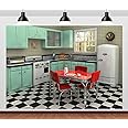 Amazon.com : Loccor Fabric 9x6ft Retro Kitchen Backdrop for Photography ...