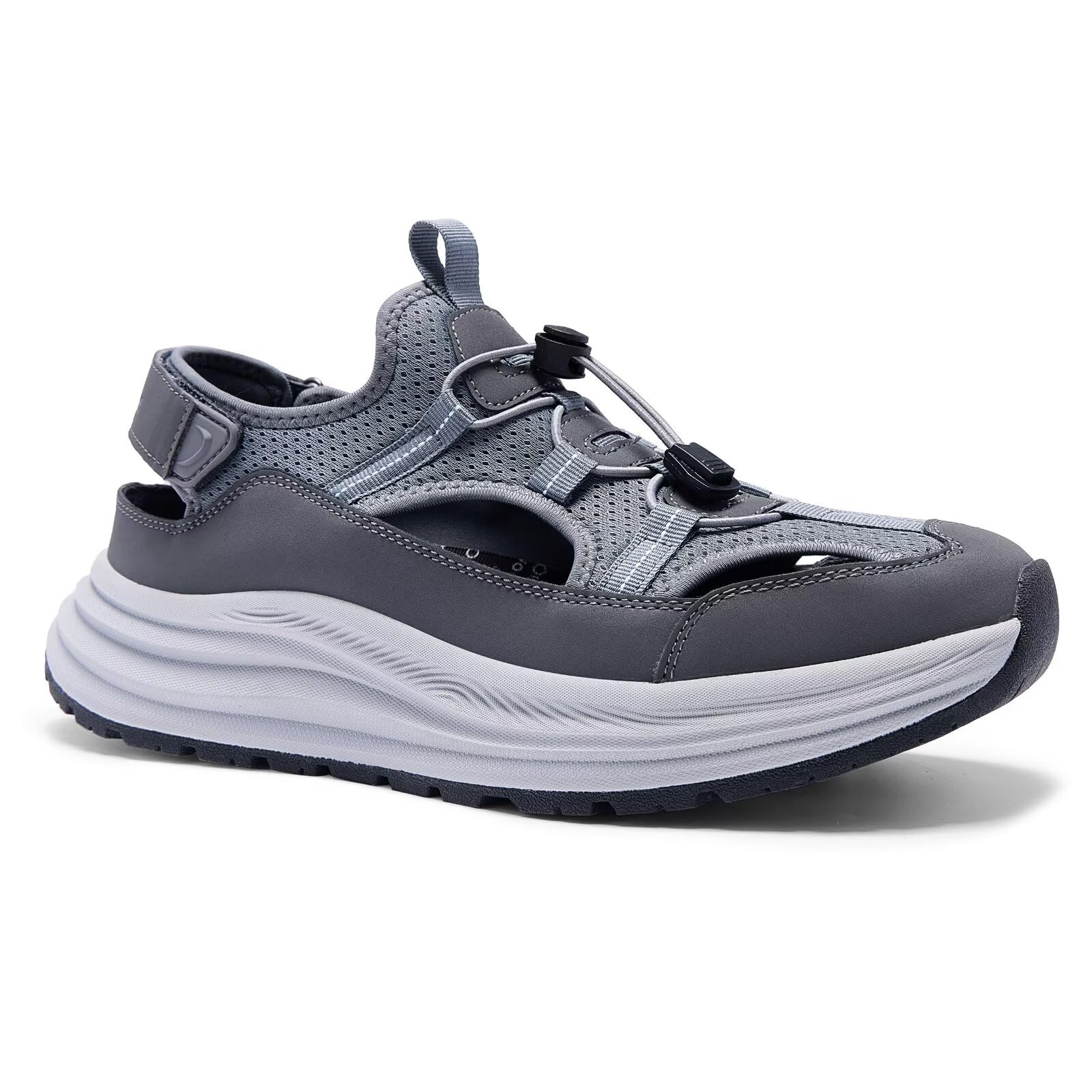 Men's Orthopedic Close Toes Hiking Sandals: Adjustable Hook Loop Strap ...