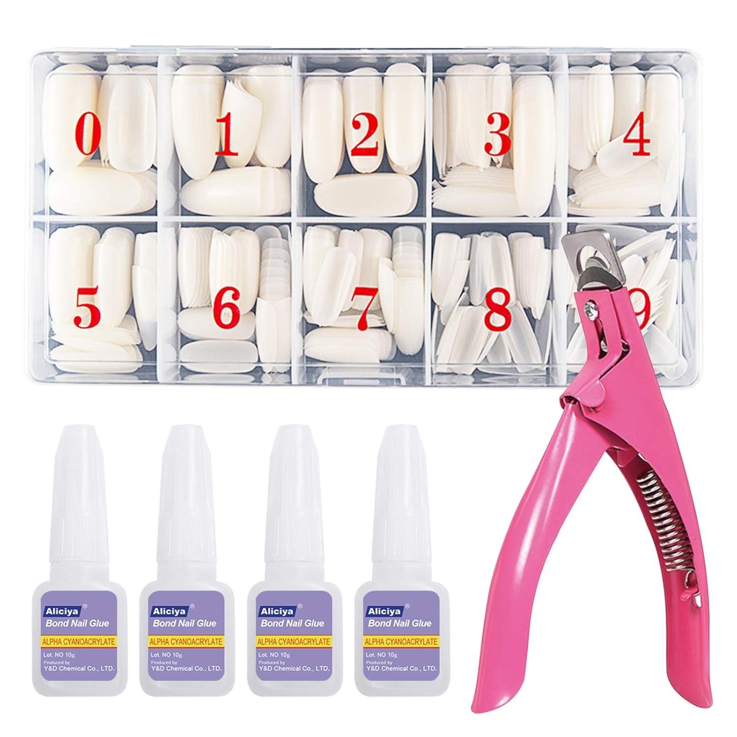 Amazon.com: All-in-one Nail Tips Kit, Aliciya Full Cover Press on Nail ...