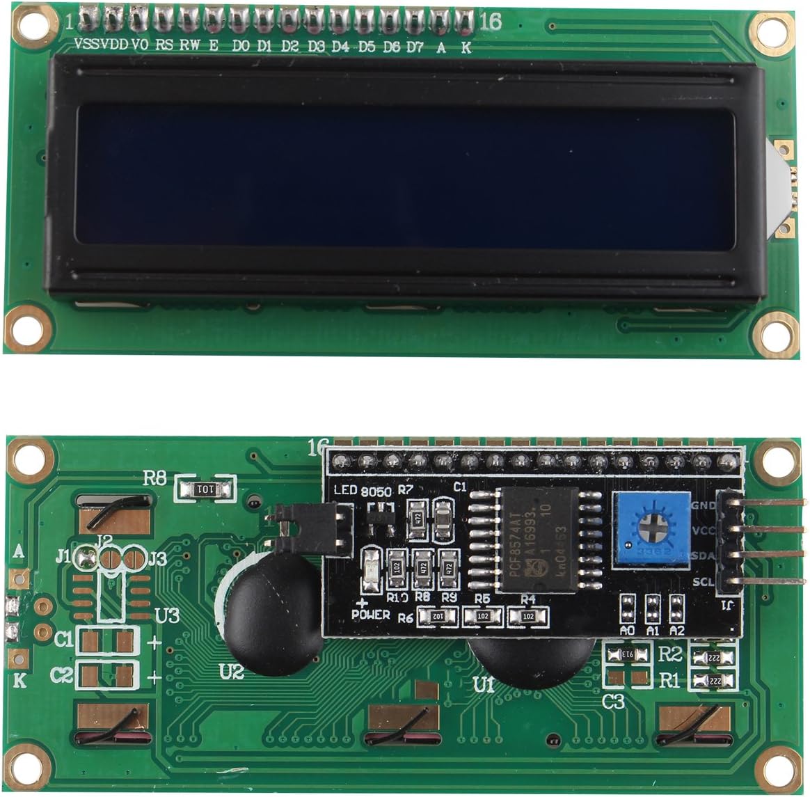 HALJIA 5V IIC/I2C LCD Module 1602 16×2 Serial HD44780 Character LCD Board Display with White on ...