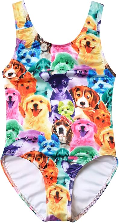 QPANCY Swimsuits for Little Girls One Piece Dog Bathing Suits Kids ...