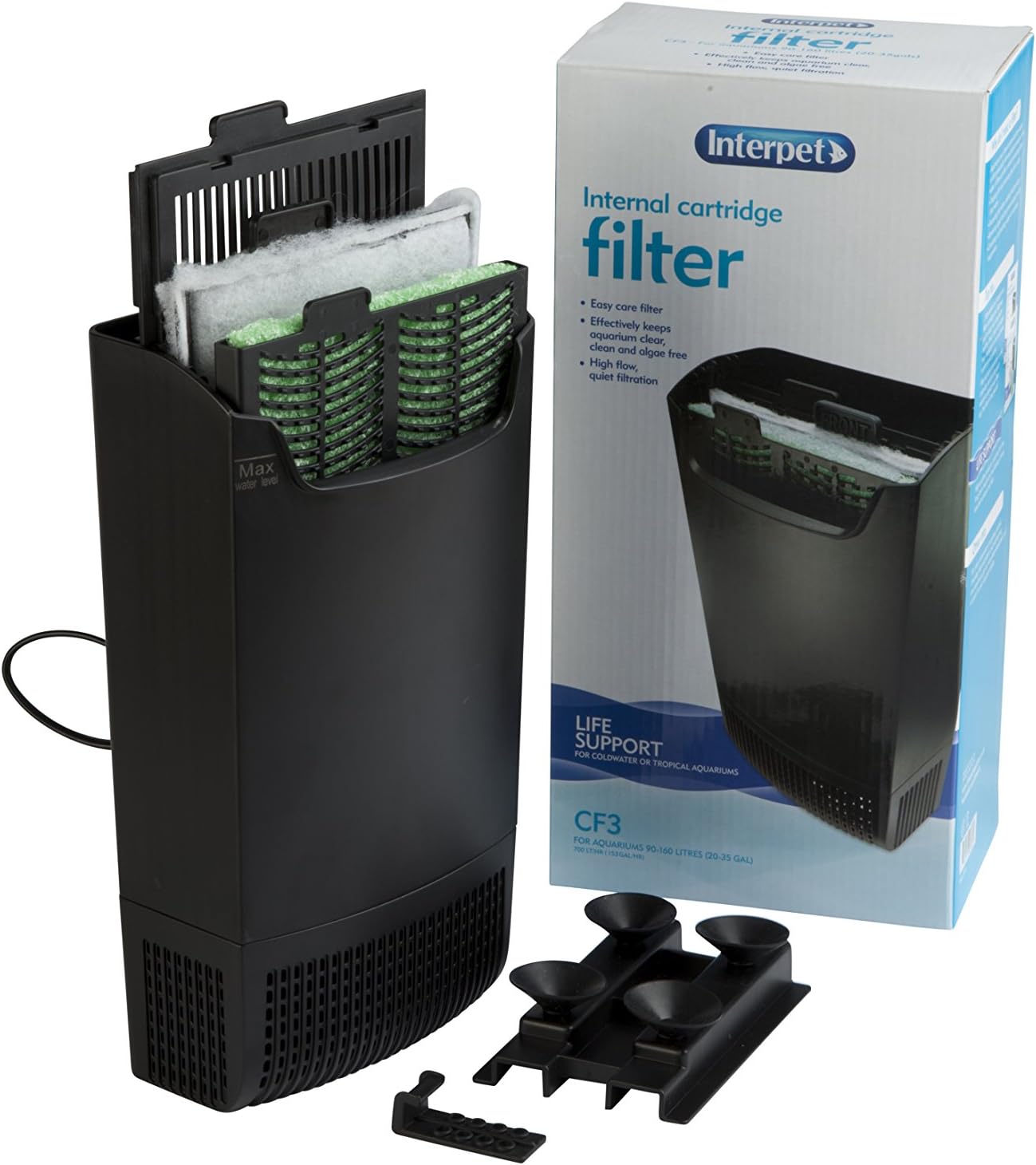 Interpet Internal Aquarium Fish Tank Cartridge Filter, CF3, Cleans ...