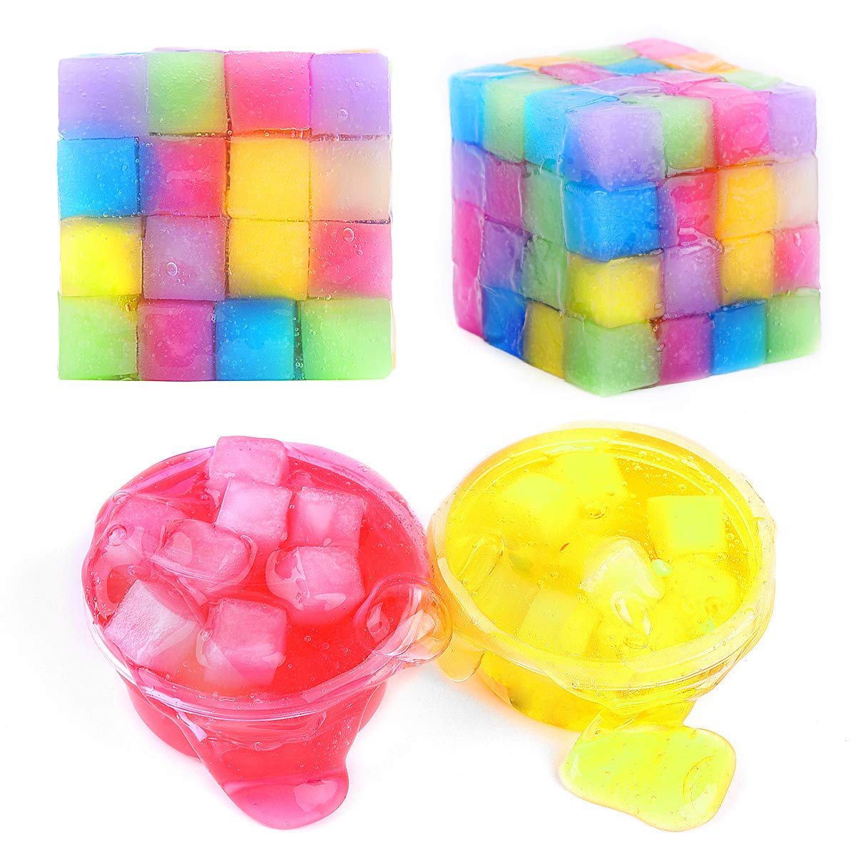 AUNOOL DIY Jelly Cube Slime - 12 Pack Cute DIY Jelly Cube Slime Stress ...