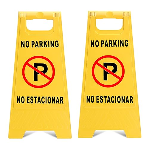 Outdoor No Parking Signs 2 Pack, Two-Sided Folding Floor Sign with ...