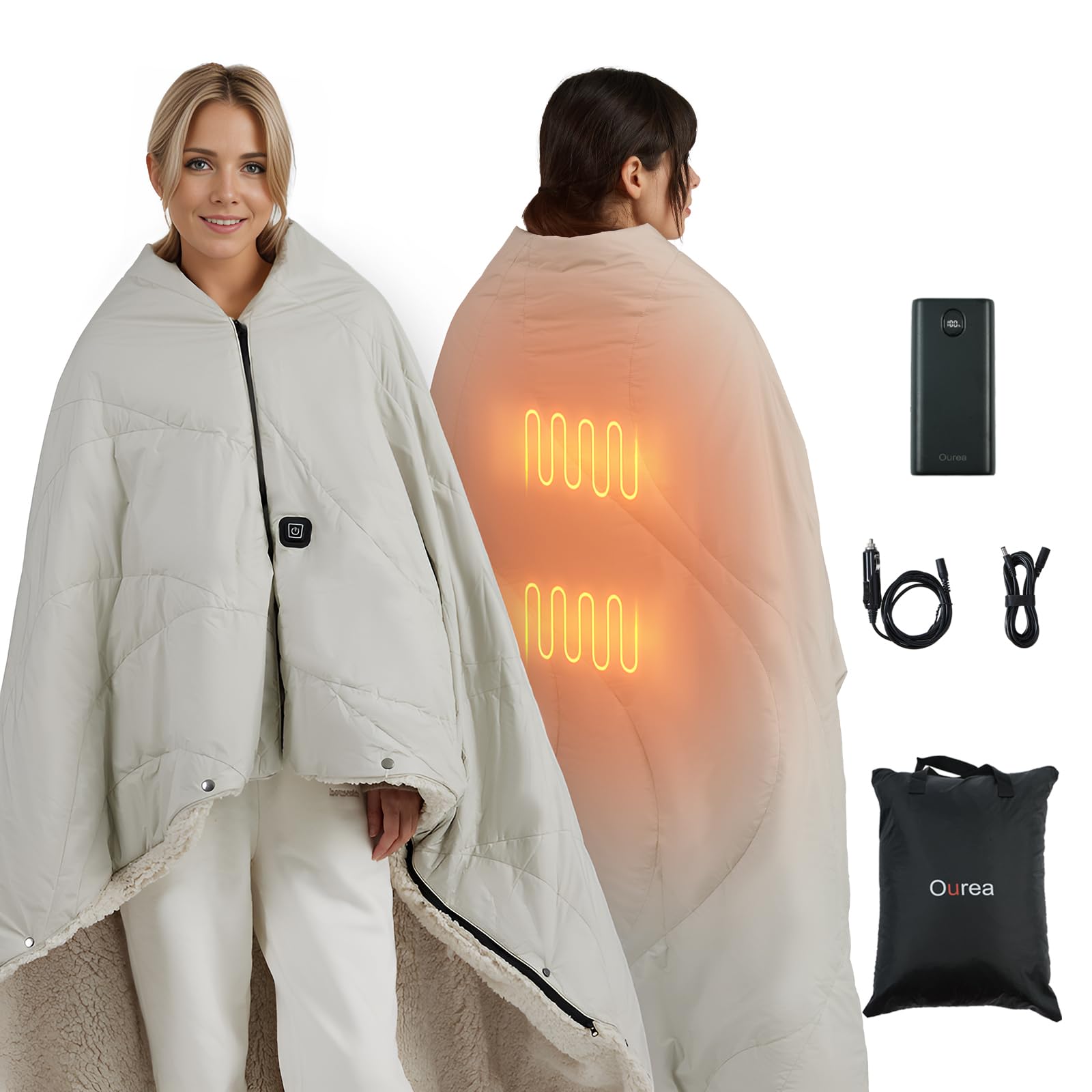 Ourea Heated Blanket Battery Operated, Wearable Portable Electric ...