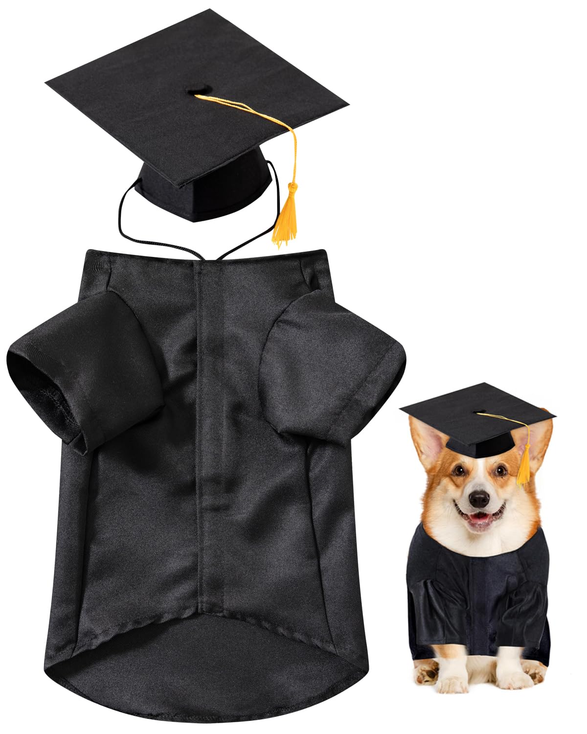Dog Graduation Cap and Gown 2025 Dog Graduation Costume (Large) for ...