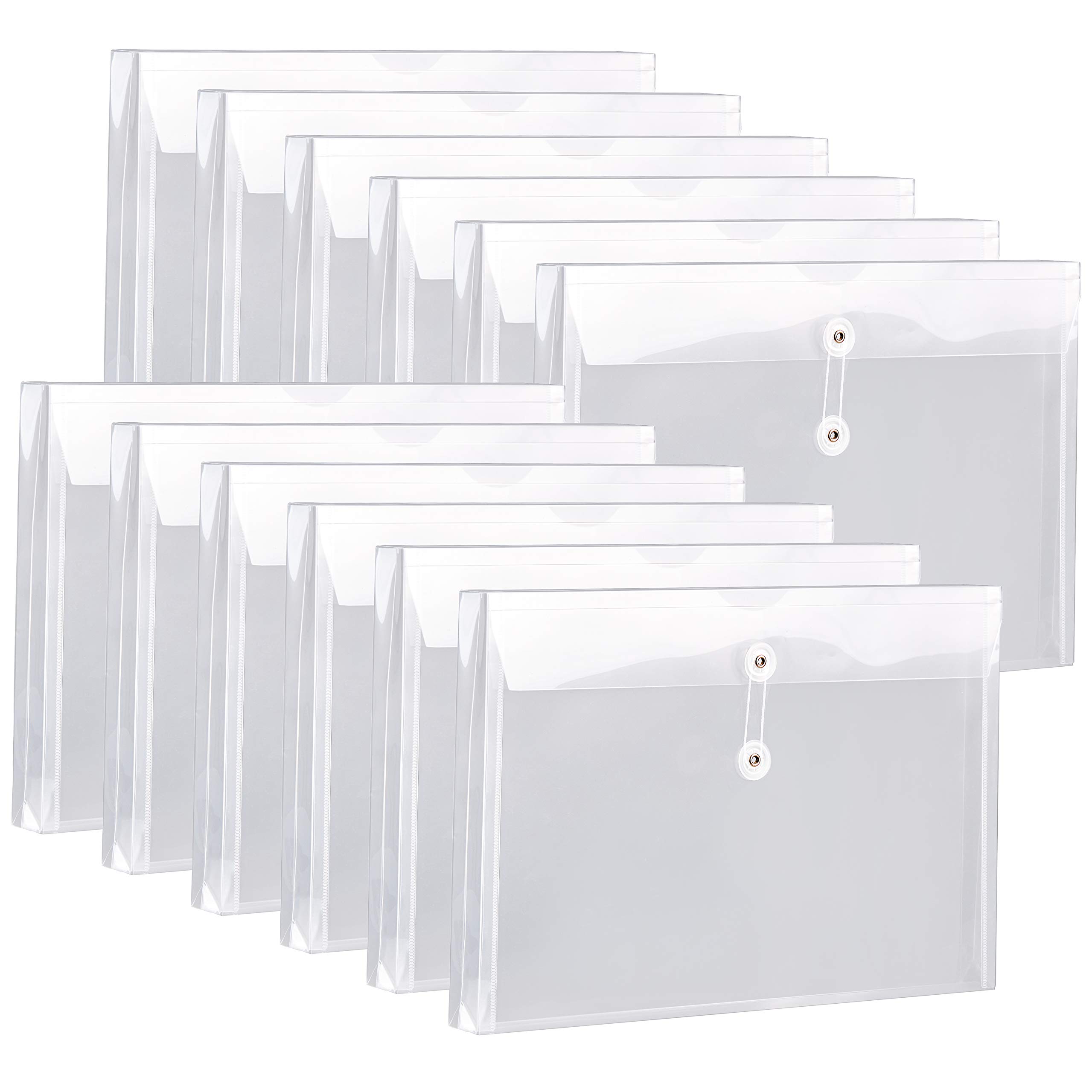 FANWU Plastic Legal Size Expandable Envelopes with String Tie Closure, 1-1/4" Expansion, Side ...
