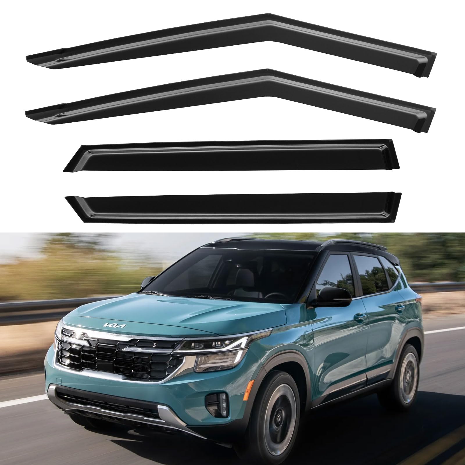 YQAUTEC Window Visors Rain Guards for 2021 2022 2023 2024 2025 Kia ...
