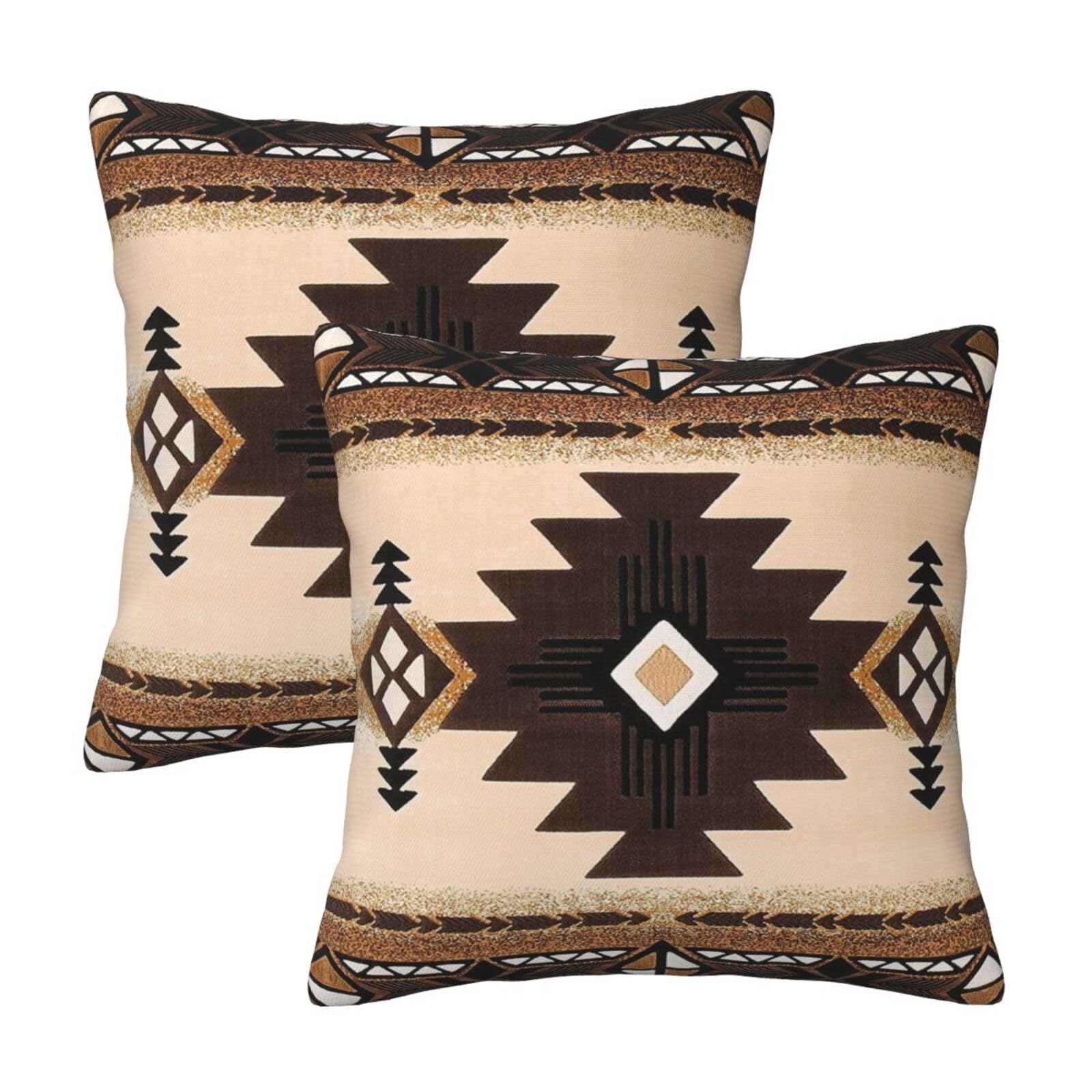 Western Southwest Aztec Pillow Covers 18x18 Set of 2, Native American ...