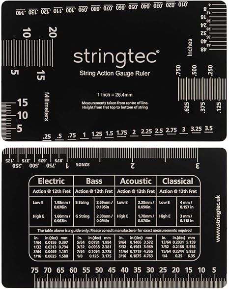 Imperial and Metric Guitar String Action Gauge Set Up Ruler for ...