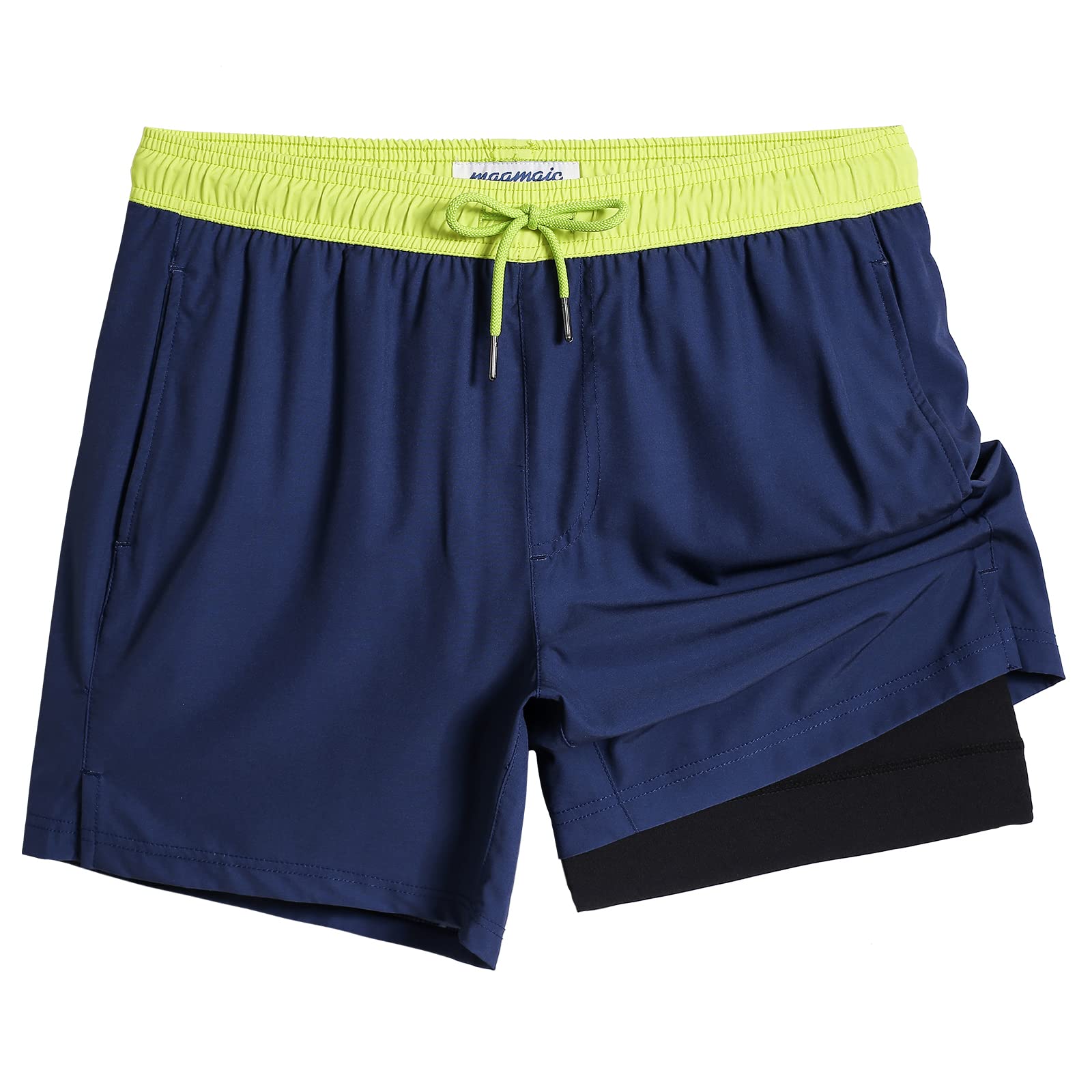 maamgic 5inch Mens Swimming Trunks with Compression Liner 2-in-1 Swim ...