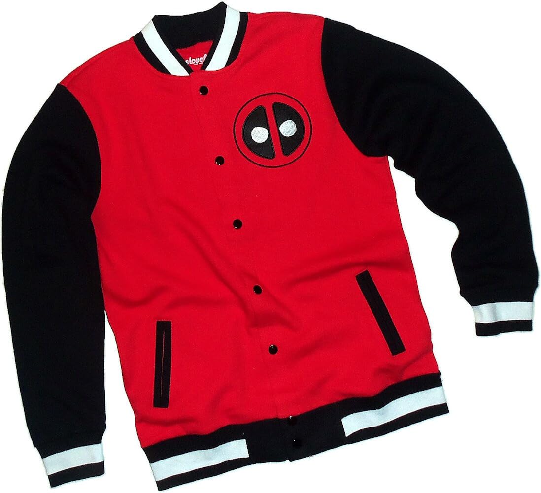 Deadpool - X-Men Snap-Fleece Varsity Letterman Jacket, XX-Large: Amazon ...