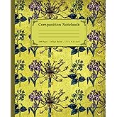 Composition Notebook: Beautiful Vintage Flower Illustration Background ...
