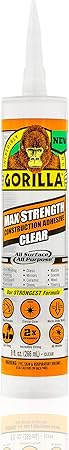 Gorilla Max Strength Clear Construction Adhesive, 9 Ounce Cartridge ...