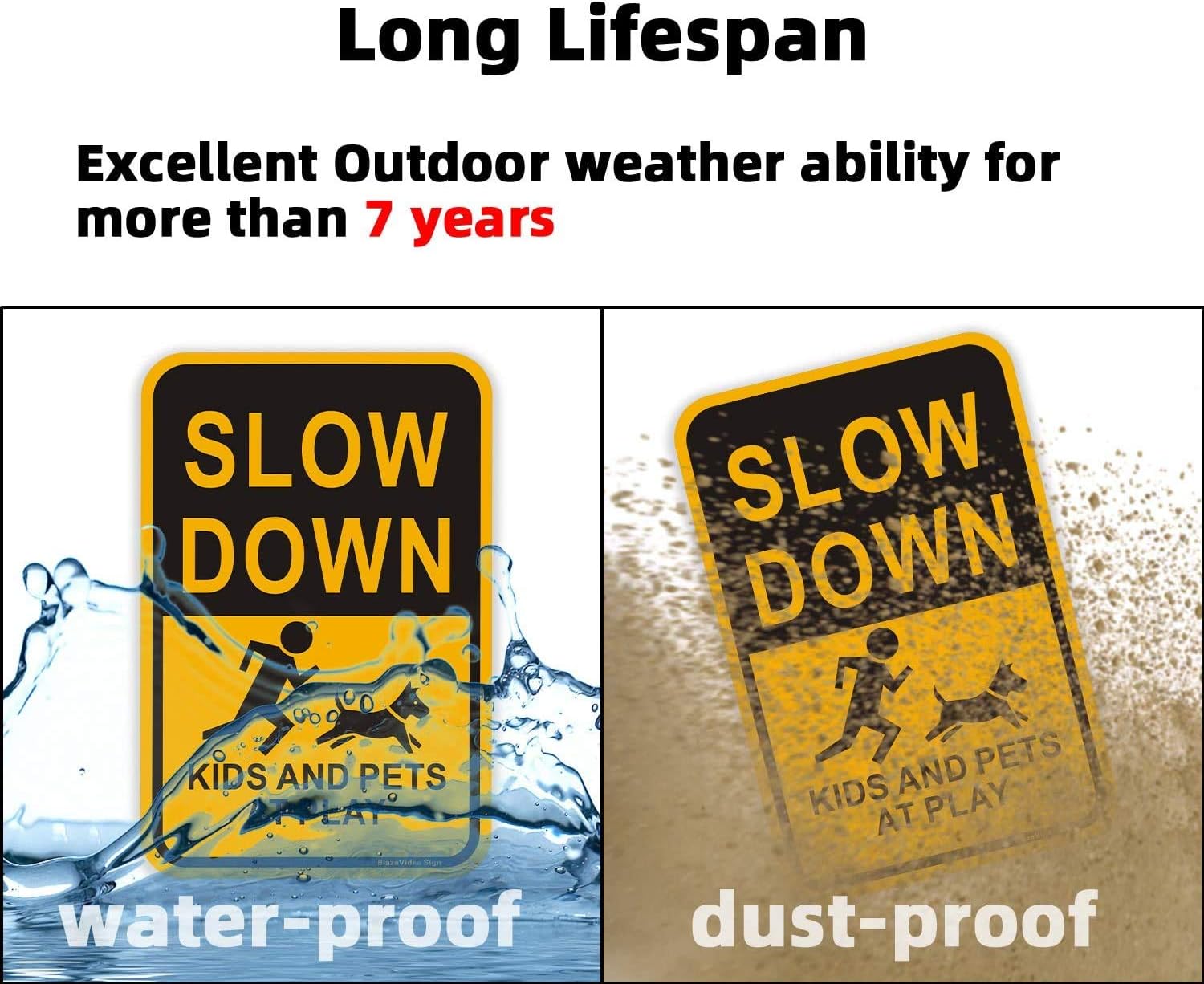 4-Pack Slow Down Signs Slowly Drive Sign, Kids and Pets at Play Sign ...