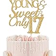 Amazon.com: Young & Sweet Only 17 Cake Topper - Happy 17th Birthday ...