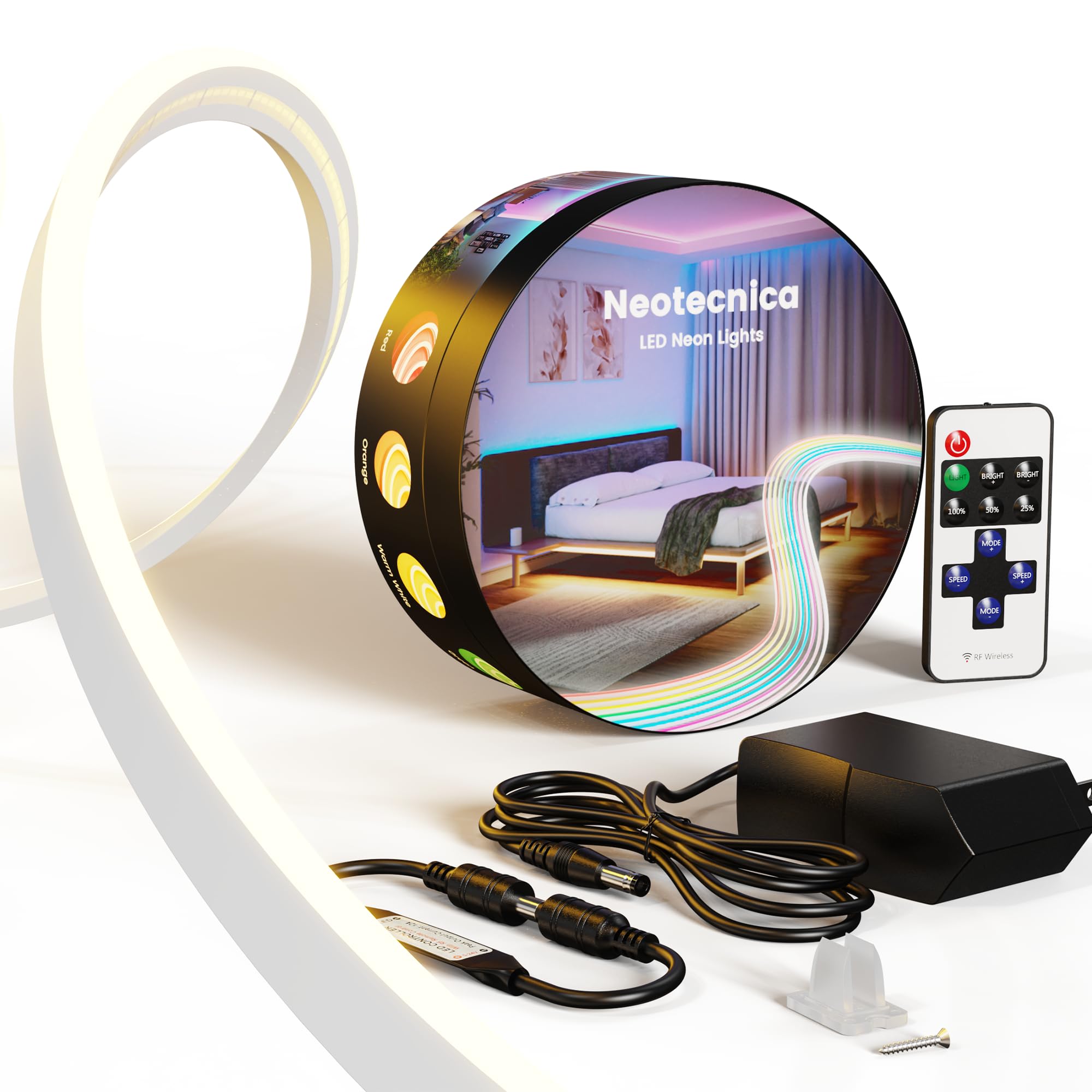 LED Neon Rope Light, 16.4Ft Neon Strip Lights with LED Controller ...