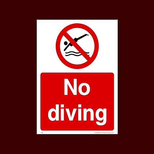 No Diving Sticker/Self Adhesive Sign (WS6) - No Swimming, No Diving, No ...