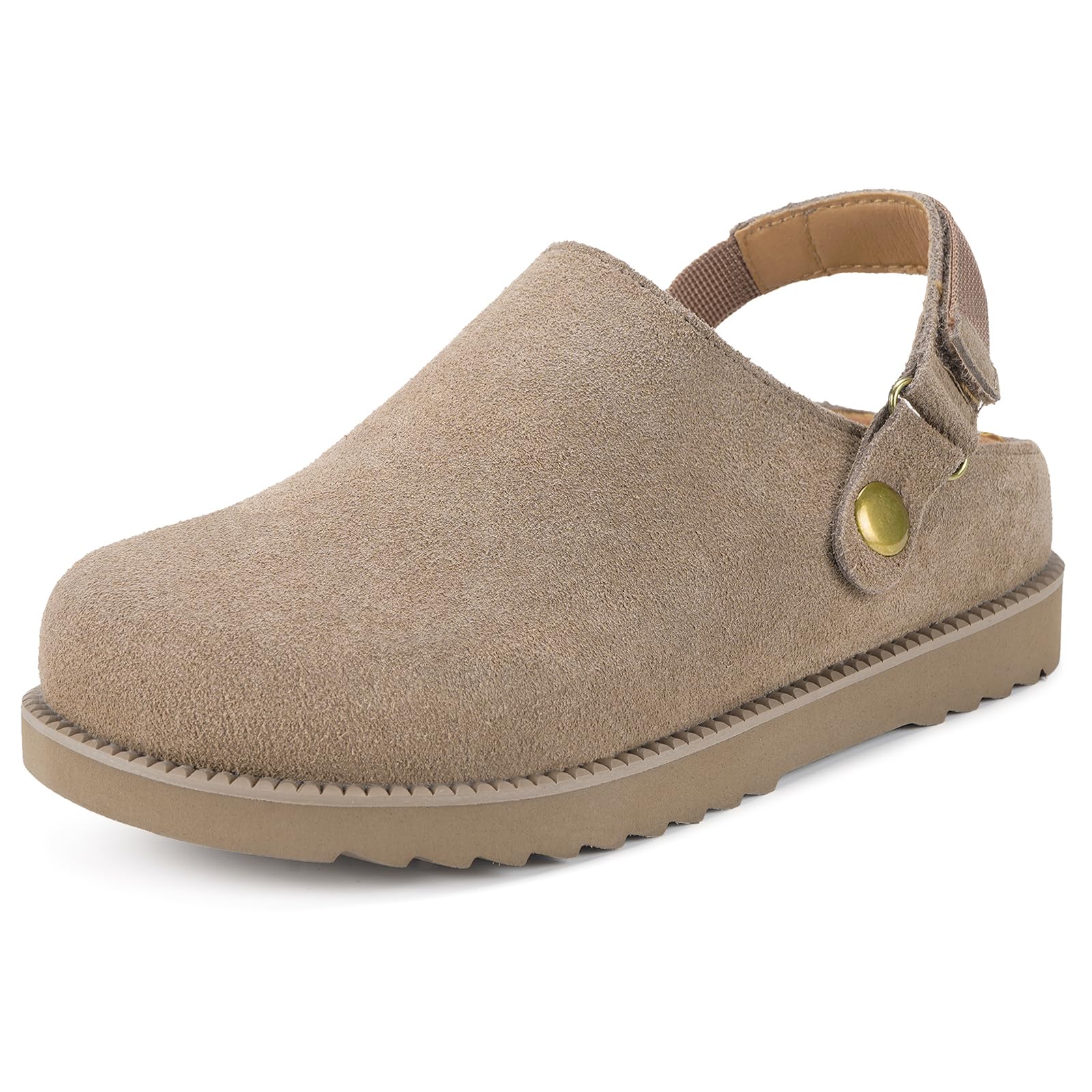 ZUSERIS Unisex Kids Suede Leather Clogs with Adjustable Heel Strap Cute ...