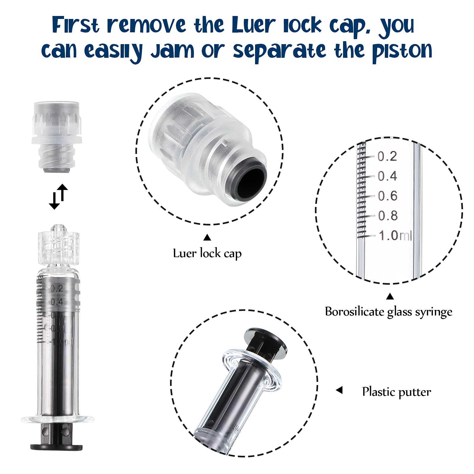 Mua 24 Pieces Borosilicate Glass Syringes Set Include 12 Pieces 1 ml ...