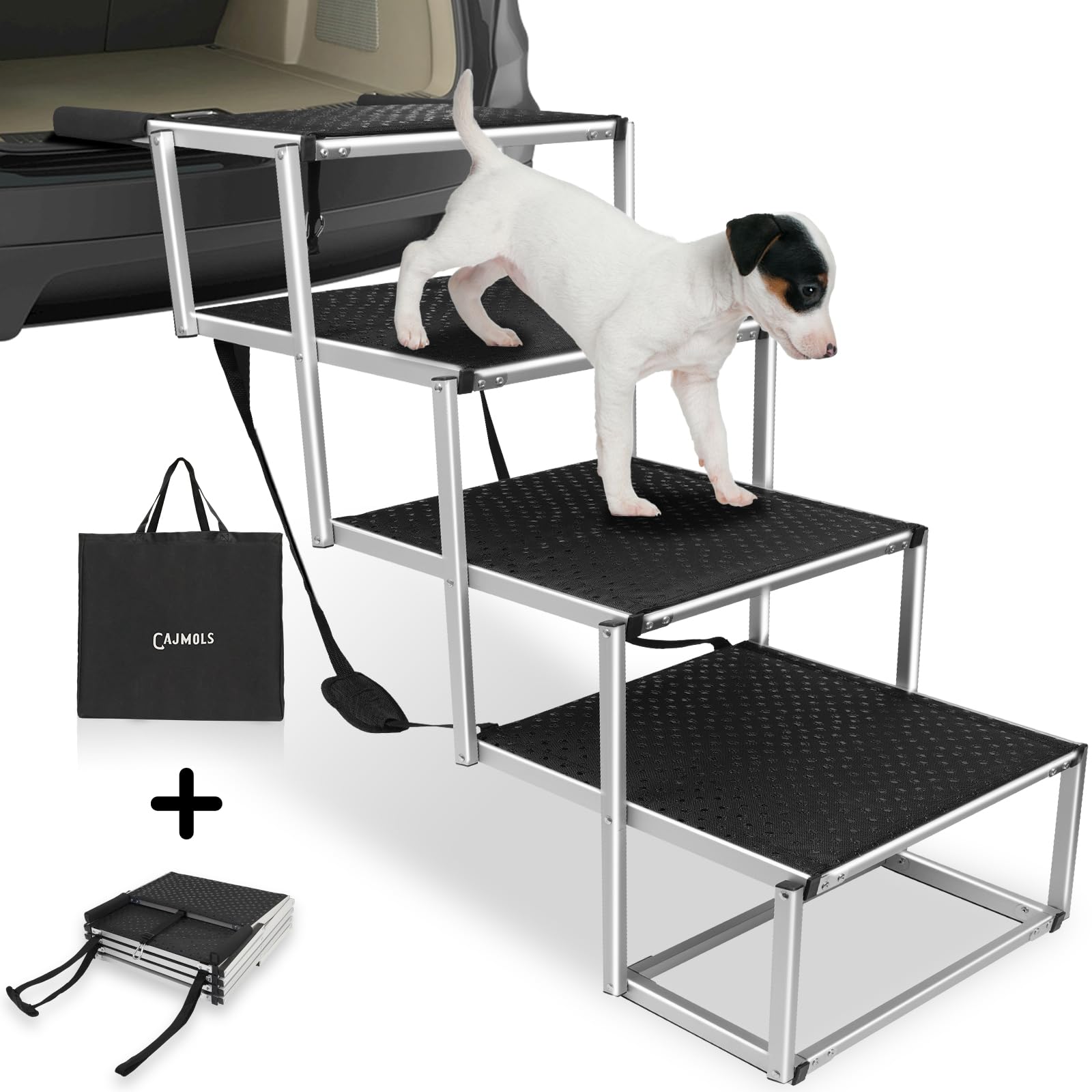 Cajmols Dog Ramp for Car, Portable Dog Stairs for Large Dogs with Non ...
