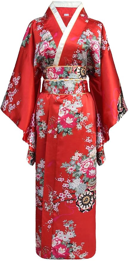 Kimono de japonesa-Disfraz para mujer, diseño de geisha rojo talla ...
