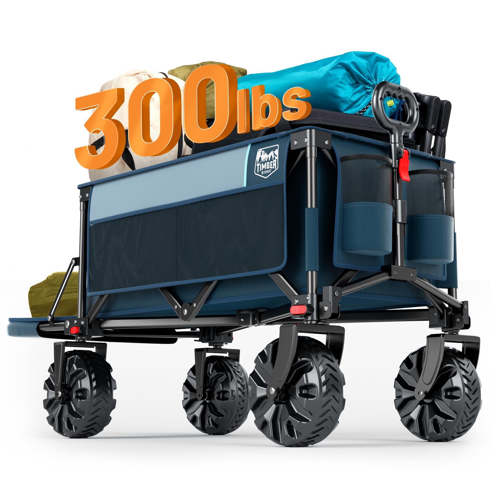 TIMBER RIDGE 47" L Collapsible Folding Wagon with Tailgate, 300lbs ...