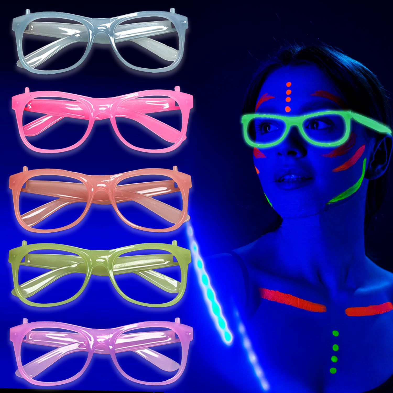 KTBANBANNEY 10 Pack Neon Glow Glasses Party Glasses Glow in The Dark UV ...
