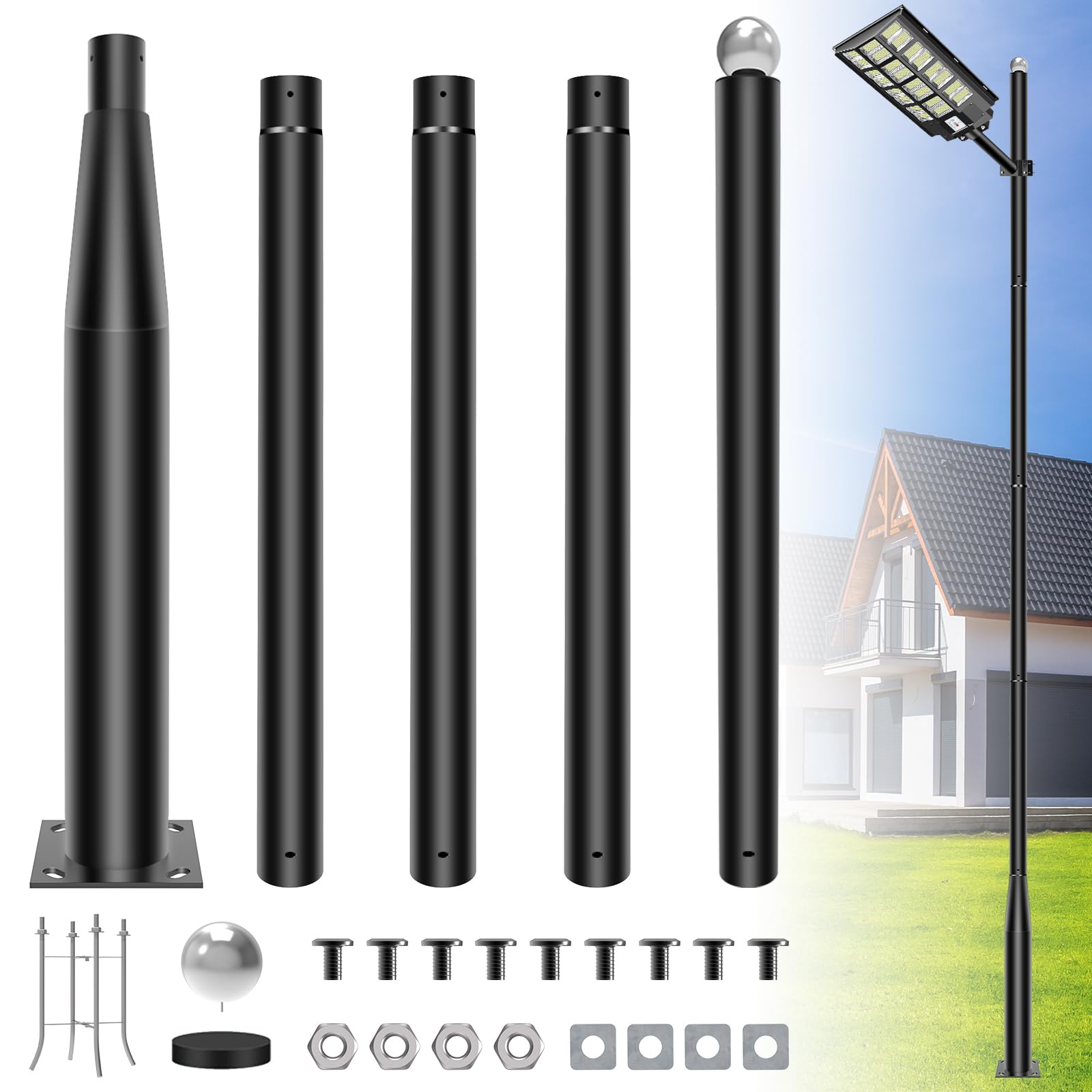 partial set CEDIO Street Light Pole 16ft, Street Lamp Post for Outdoor ...