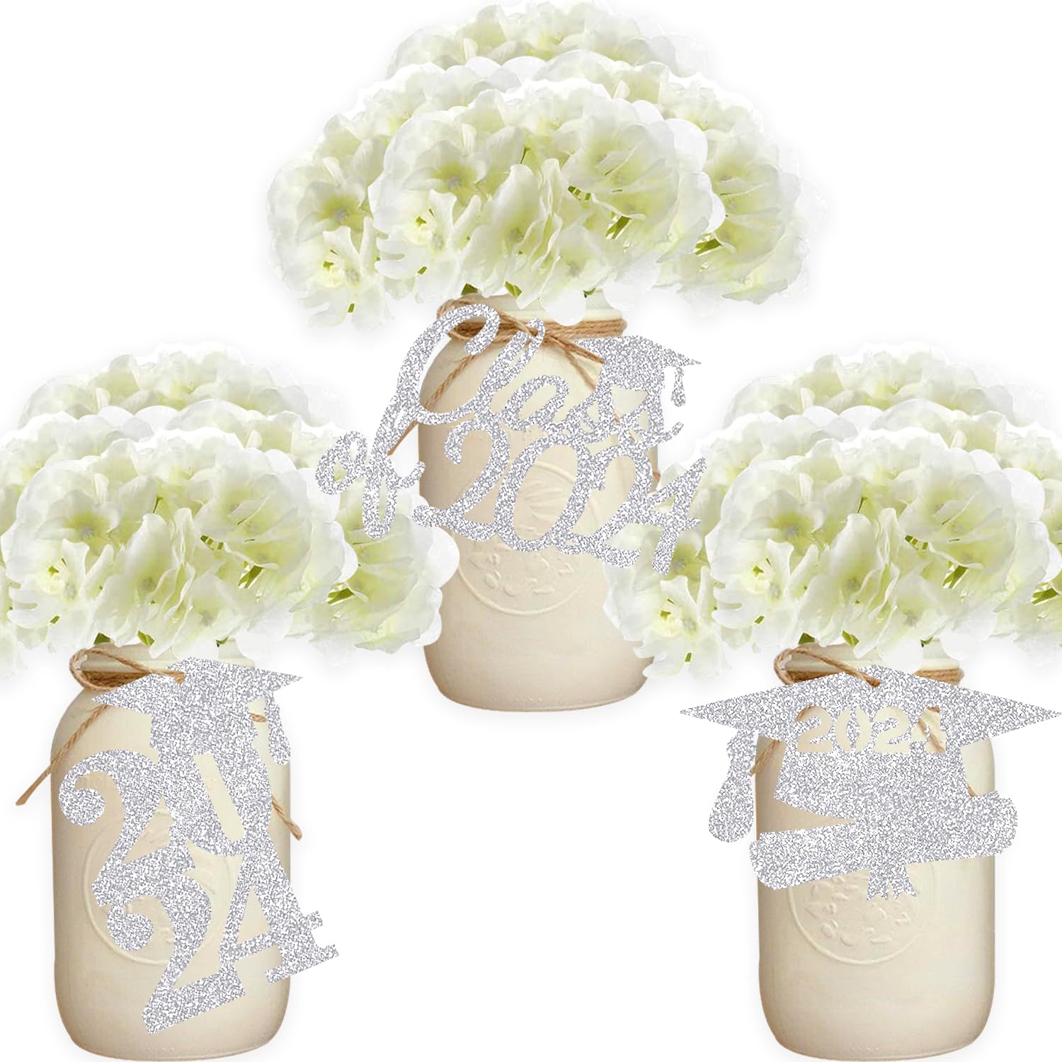 Silver Grad Favor Tags Centerpiece Gift Labels Party Ideas Glitter ...