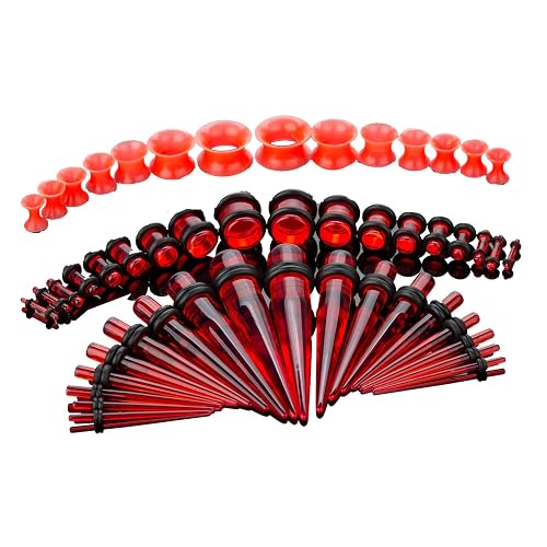 CABBE KALLO 50pcs Ear Stretching Kit Silicone Tunnels Acrylic Tapers ...