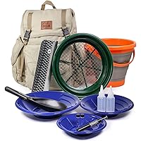 Amazon.com: ASR Outdoor Gold Panning Backpack Kit Collapsible Bucket ...