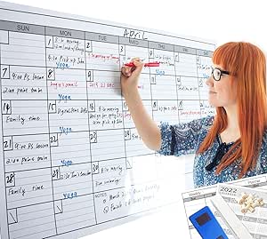 Dry Erase Monthly Laminated Jumbo Whiteboard Calendar, 25" by 38 ...