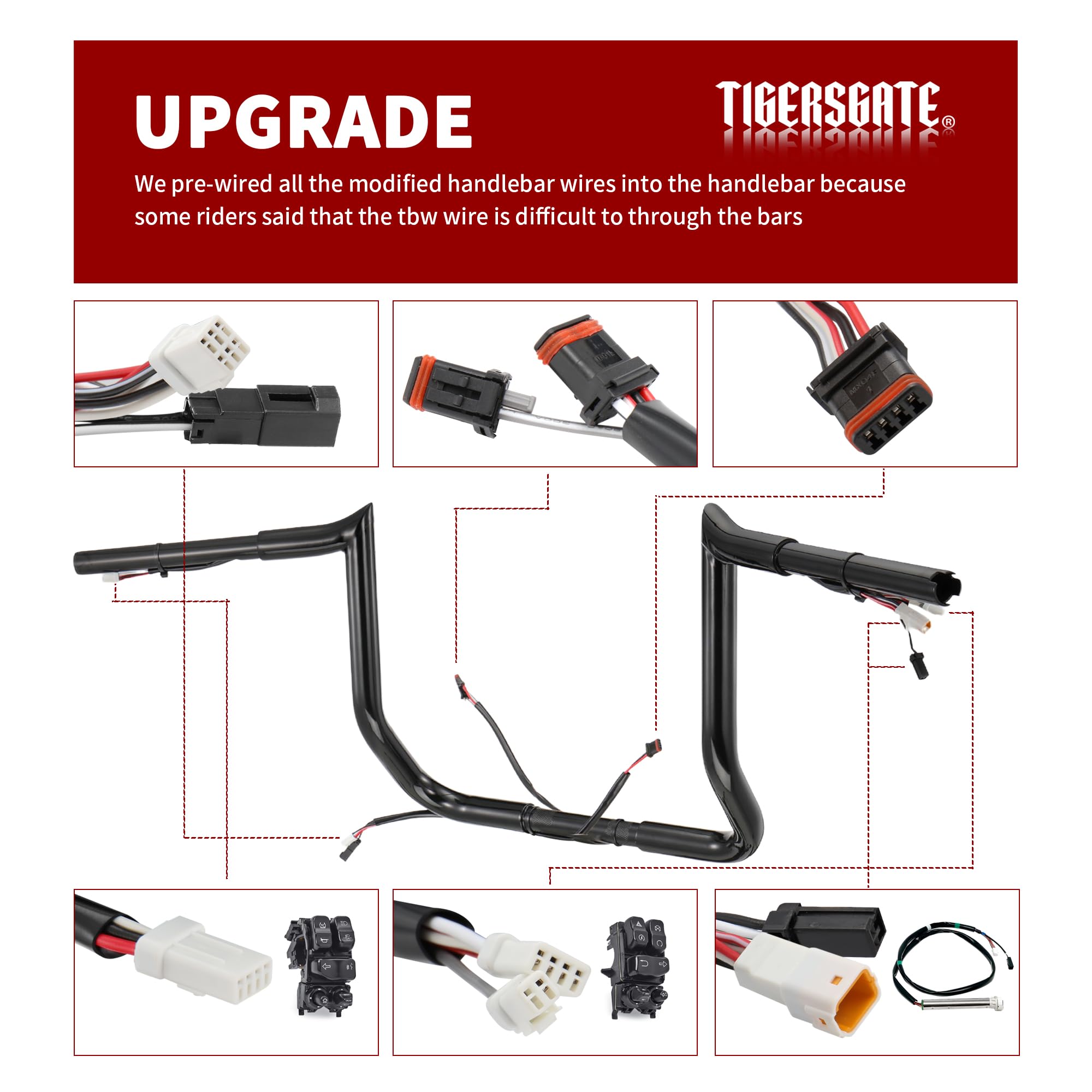 Mua TIGERSGATE Black PRE-WIRED 16" Meathook Monkey Bar 1 1/4" Ape ...